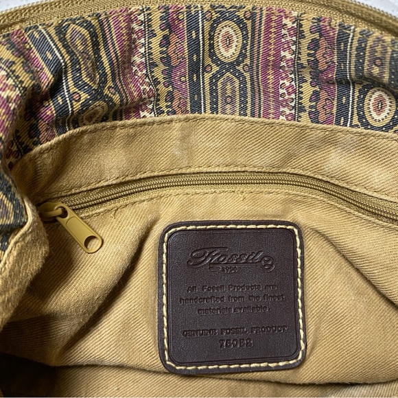 Fossil | Bags | Fossil Tan Twill Cotton Canvas Crossbody Bag With ...